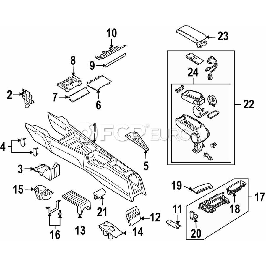 Audi Console Lid - Genuine Audi 8P0864245AA38M | FCP Euro