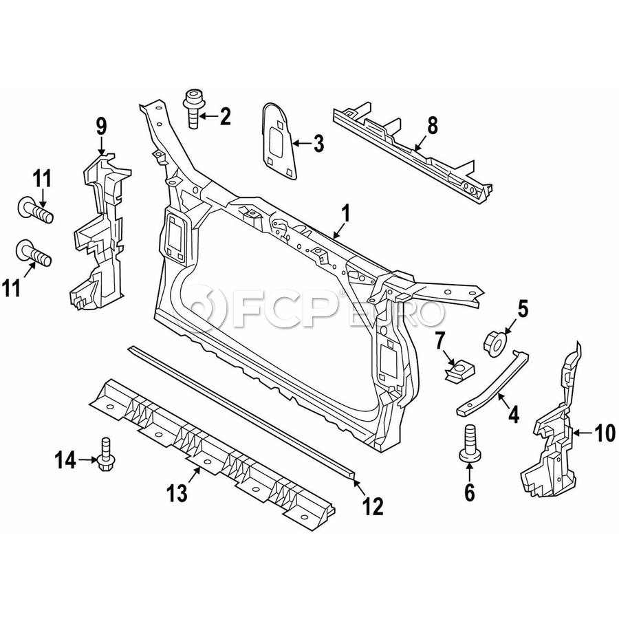 Audi Radiator Support Panel Brace - Genuine Audi 8R0805528A | FCP Euro