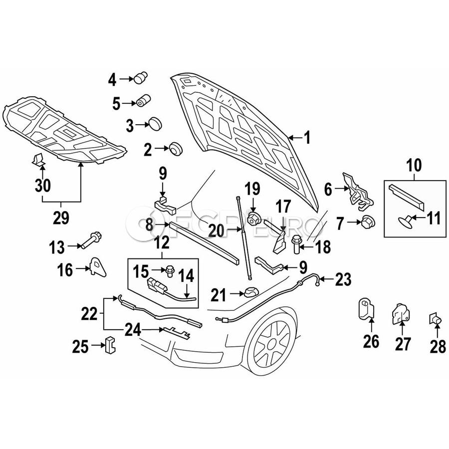Audi Hood Safety Catch - Genuine Audi 8R0823480B | FCP Euro