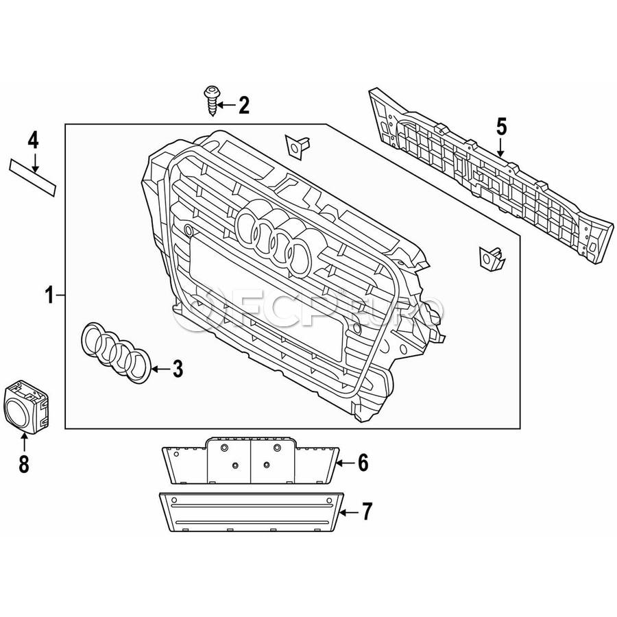 Audi Grille Bracket - Genuine Audi 8R0853692B | FCP Euro