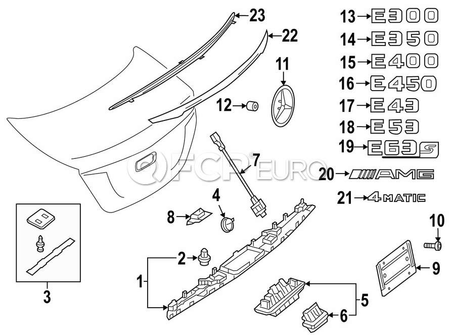 Mercedes Deck Lid Emblem - Genuine Mercedes 2138178900 | FCP Euro