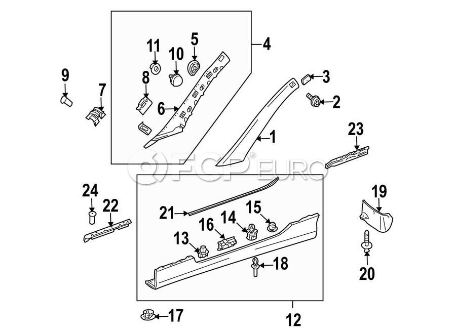 Mercedes Rocker Panel Molding Cap - Genuine Mercedes 0029977986 | FCP Euro