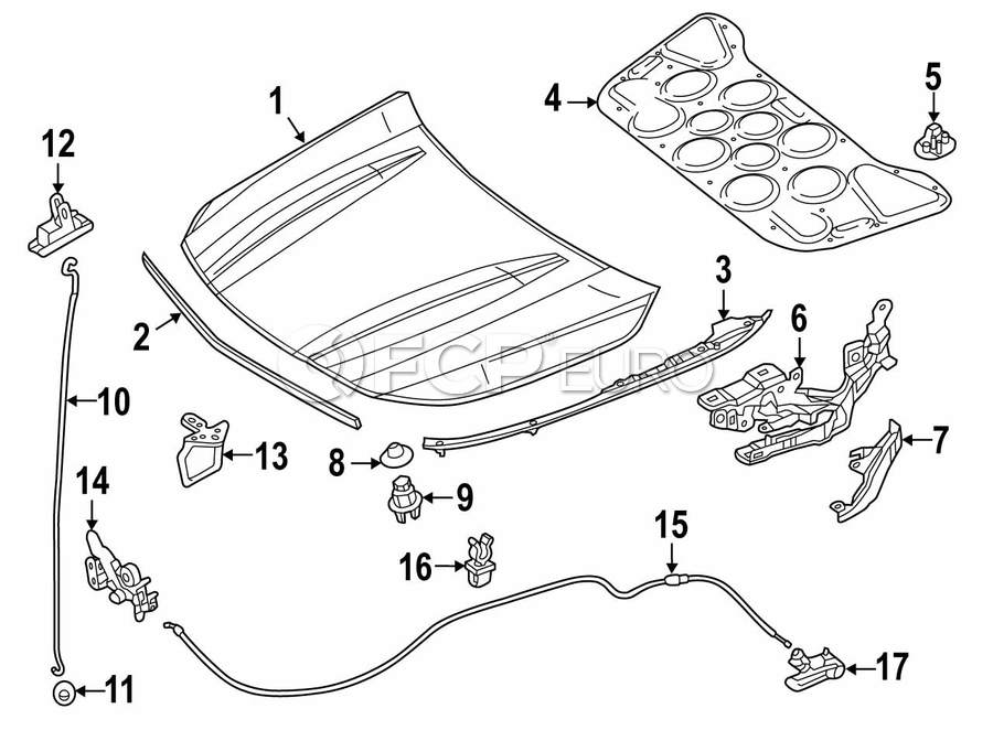 Mercedes Hood Hinge - Genuine Mercedes 1178800228 | FCP Euro