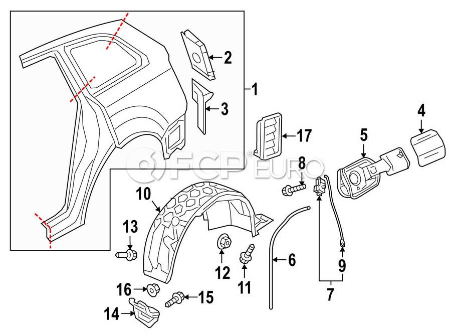 Audi Fuel Door Hinge - Genuine Audi 4M0809906D | FCP Euro