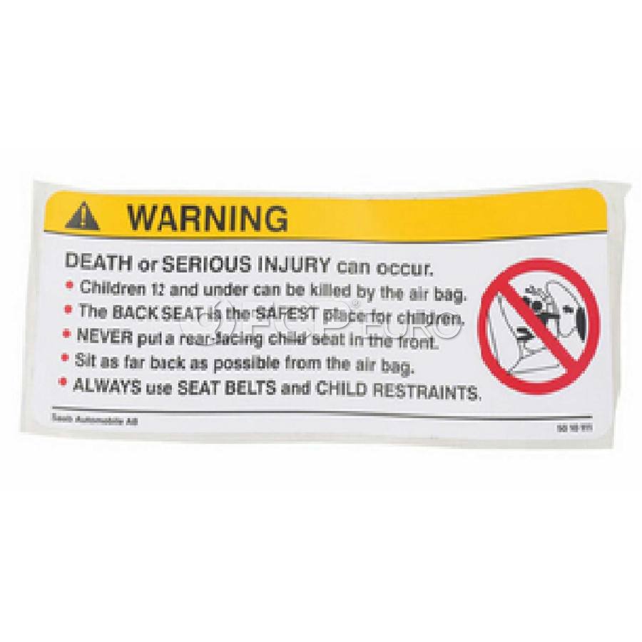 Saab Air Bag Information Label - Genuine Saab 5010111 | FCP Euro