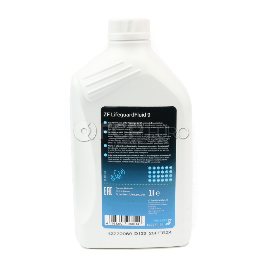 Lifeguard 9 Automatic Transmission Fluid (1 Liter) - ZF AA01500001 ...
