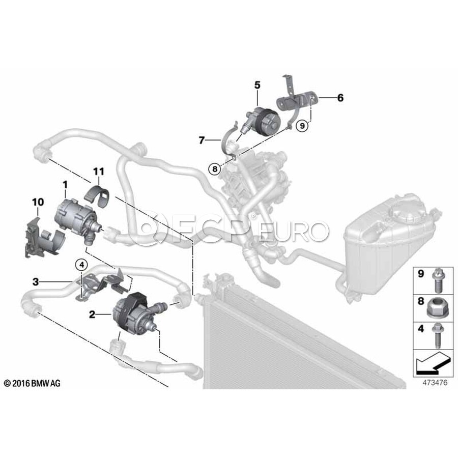 BMW Engine Auxiliary Water Pump - Genuine BMW 11518638238 | FCP Euro