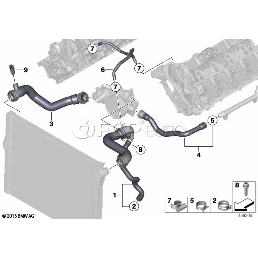 BMW Radiator Coolant Hose - Genuine BMW 11537846363 | FCP Euro