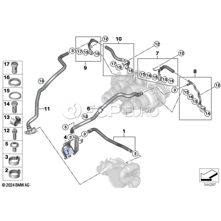 BMW Turbocharger Coolant Line - Genuine BMW 11537848375 | FCP Euro