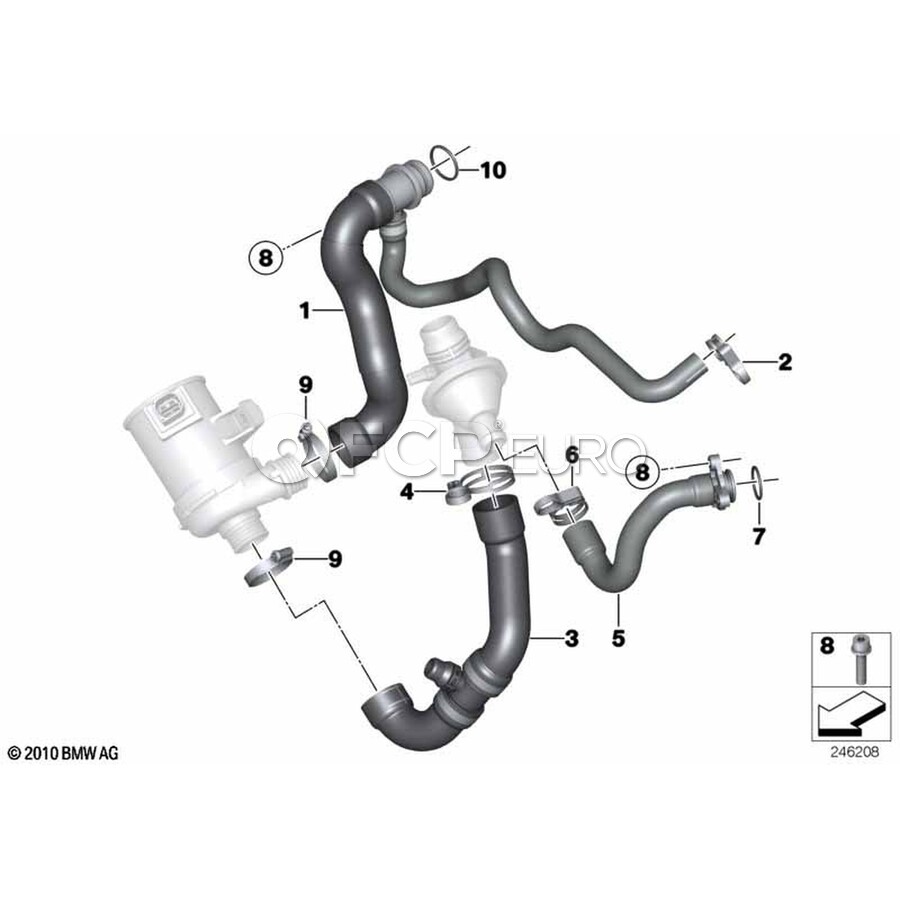 BMW Engine Coolant Hose - Genuine BMW 11538645480 | FCP Euro
