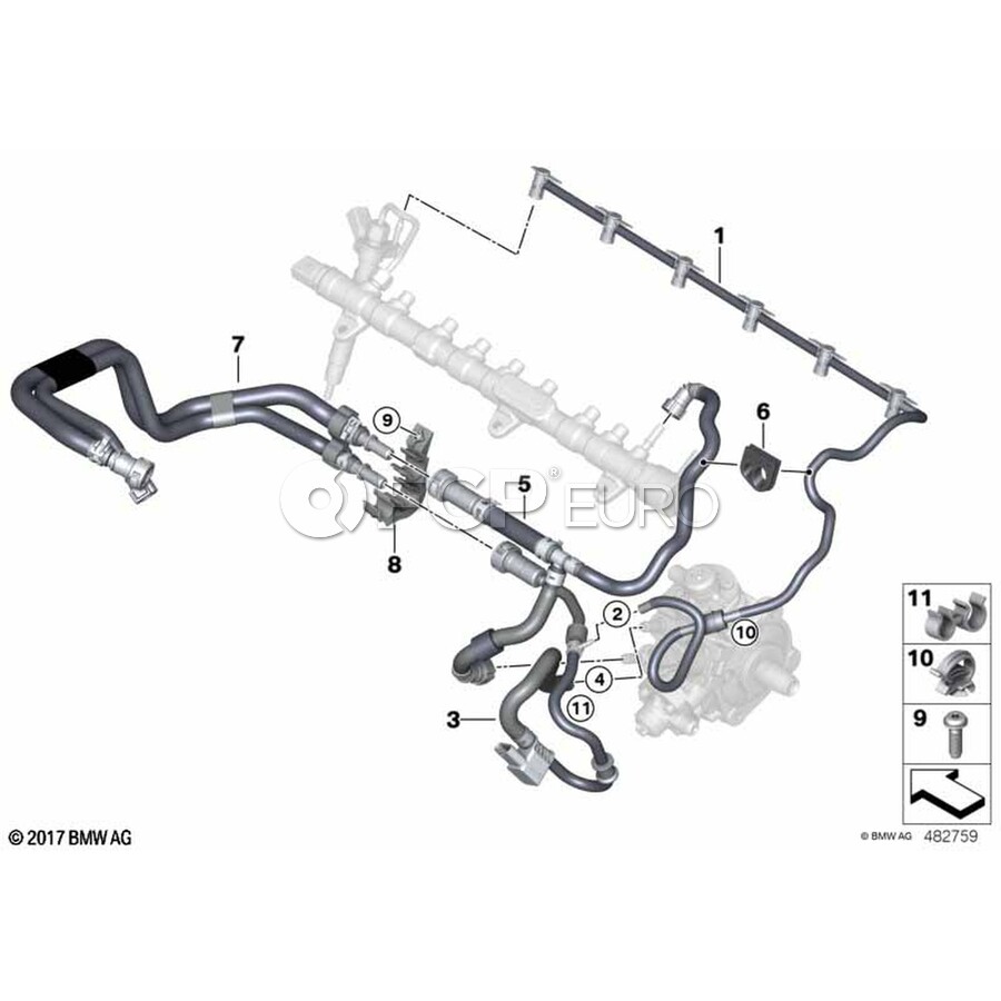 BMW Engine Compartment Fuel Line - Genuine BMW 13538591737 | FCP Euro
