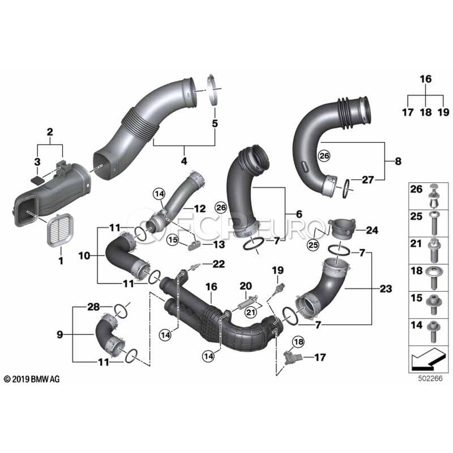 BMW Engine Air Intake Hose - Genuine BMW 13718053370 | FCP Euro