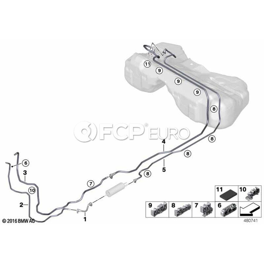 BMW Fuel Feed Line, Filter - Genuine BMW 16127356580 | FCP Euro