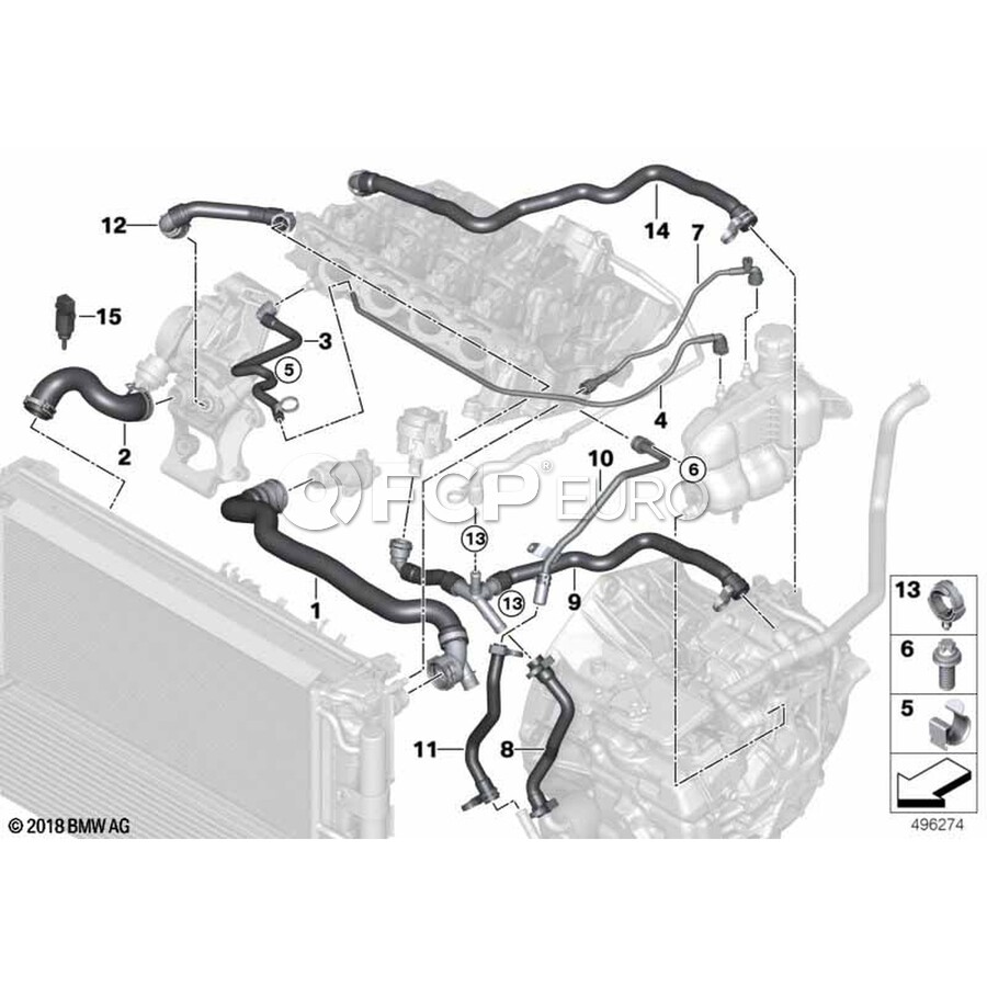 BMW Engine Coolant Hose - Genuine BMW 17128606014 | FCP Euro