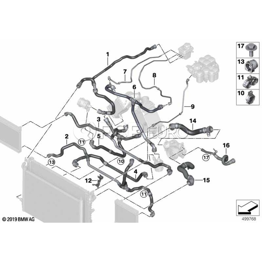BMW Radiator Coolant Hose - Genuine BMW 17128747913 | FCP Euro
