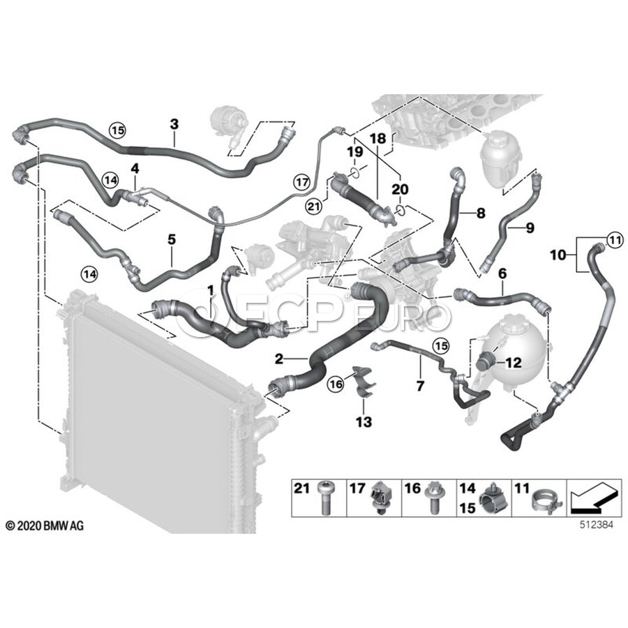 BMW Engine Coolant Hose - Genuine BMW 17129894779 | FCP Euro