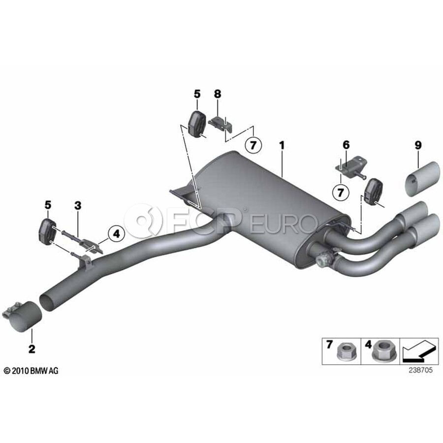 BMW Exhaust Muffler - Genuine BMW 18307646096 | FCP Euro