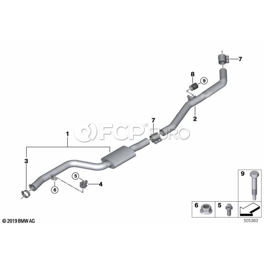 BMW Exhaust Pipe - Genuine BMW 18307935429 | FCP Euro