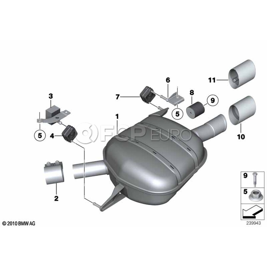 BMW Exhaust Muffler - Genuine BMW 18308643636 | FCP Euro