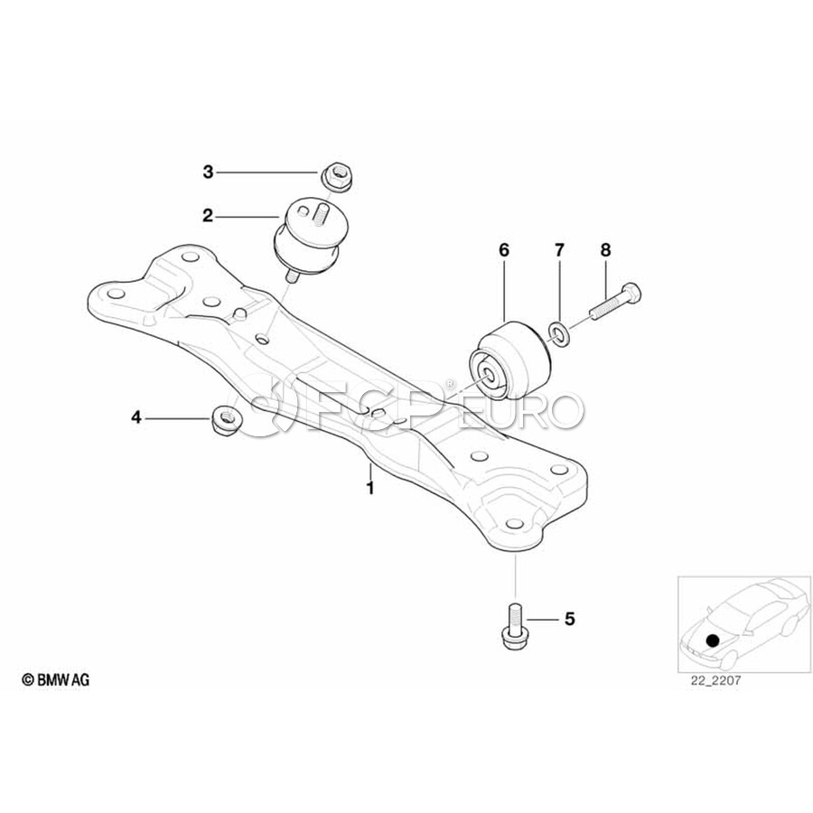 BMW Transmission Crossmember - Genuine BMW 22321092477 | FCP Euro