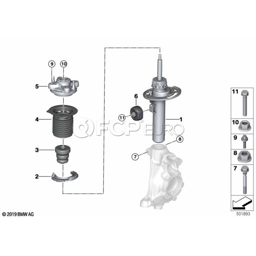 BMW Suspension Strut - Genuine BMW 31316879366 | FCP Euro