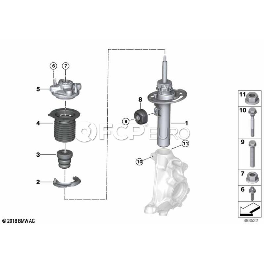 BMW Suspension Strut - Genuine BMW 31316888453 | FCP Euro