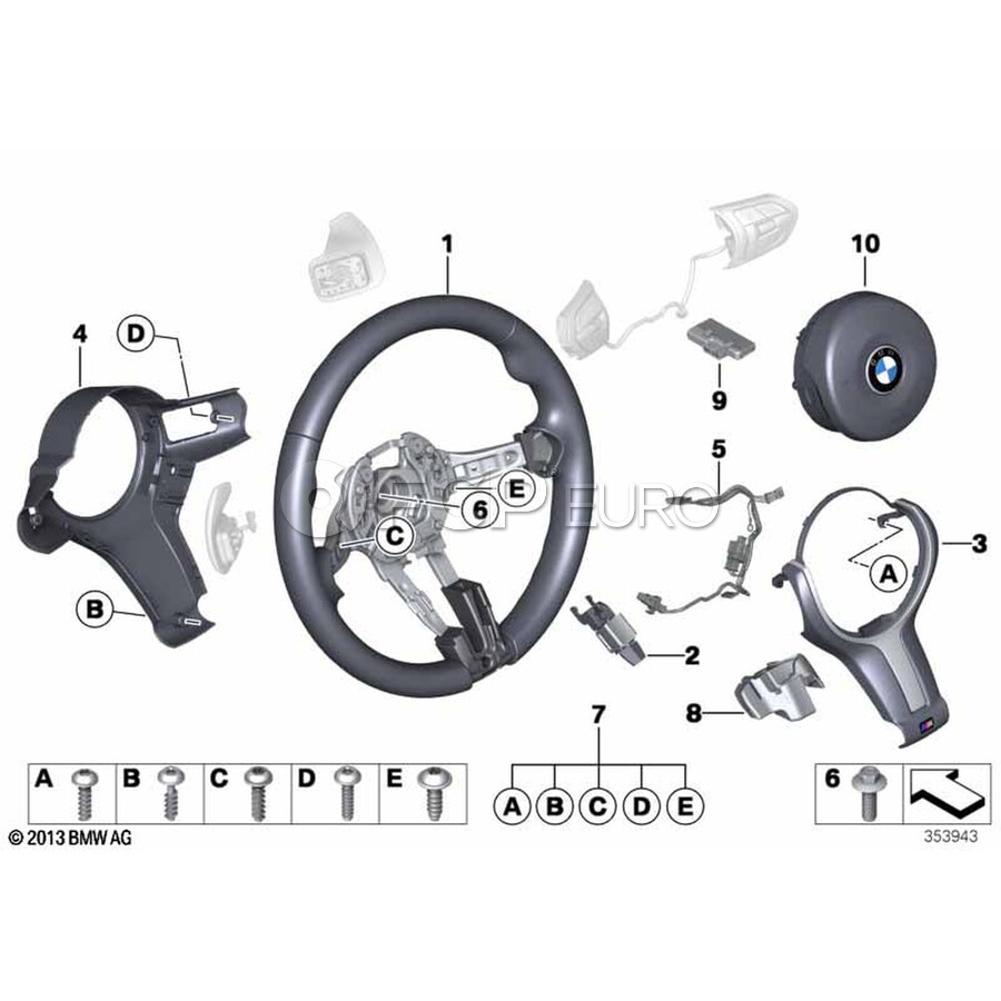 BMW Decorative Trim Steering Wheel (M Sport) - Genuine BMW 32307847440 ...