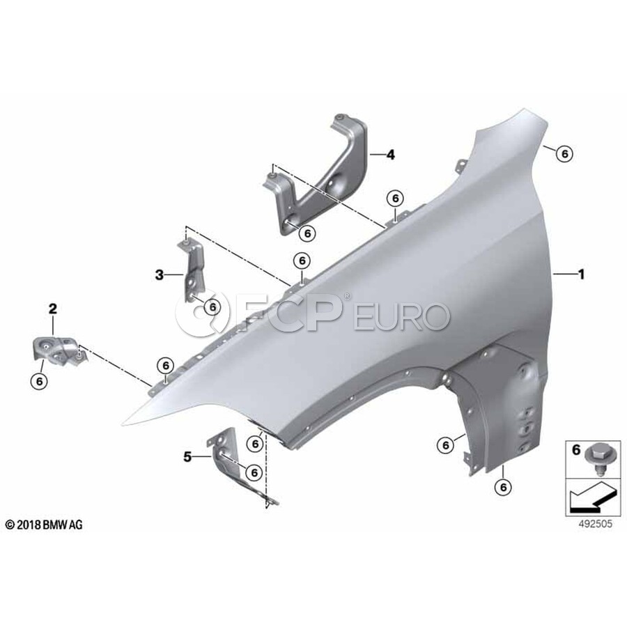 BMW Fender Bracket - Genuine BMW 41007492368 | FCP Euro