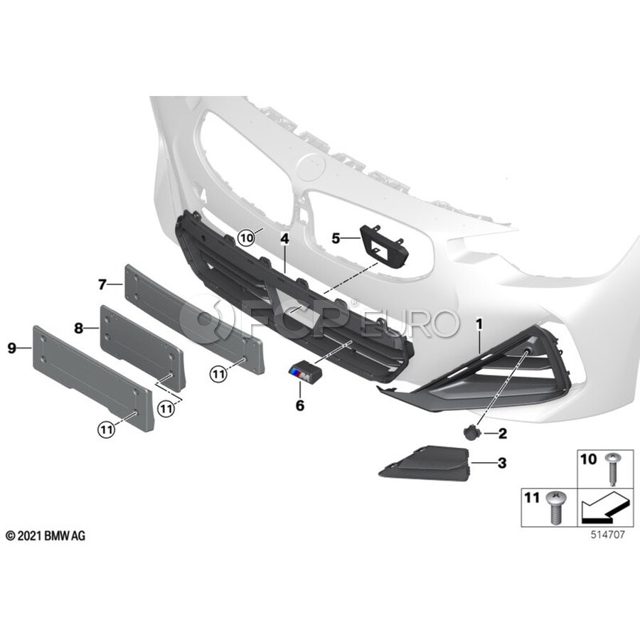 BMW Grille - Genuine BMW 51115A2FCC1 | FCP Euro