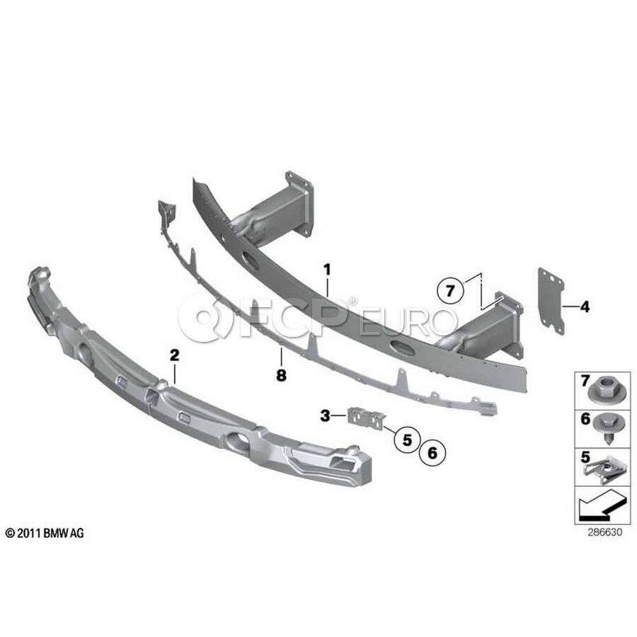 BMW Bumper Cover Reinforcement - Genuine BMW 51117192172 | FCP Euro