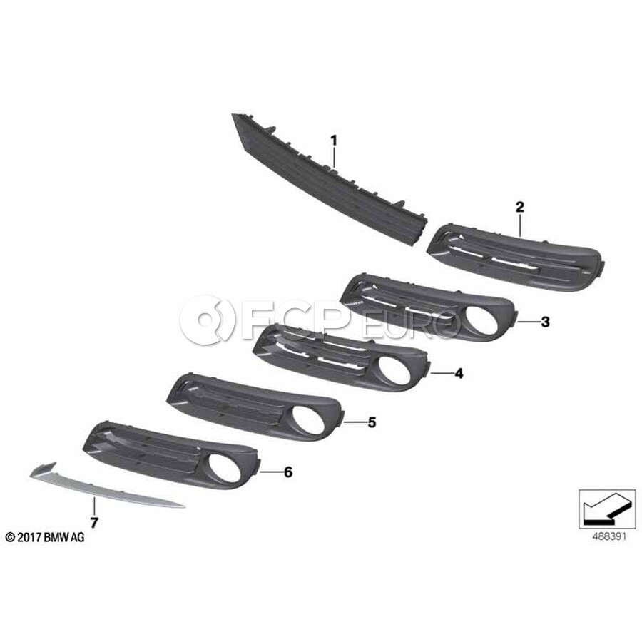 BMW Grille Air Inlet Middle - Genuine BMW 51117331724 | FCP Euro