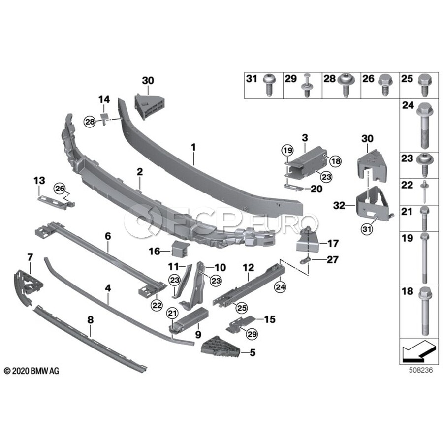 Mini Bumper Impact Bar Bracket - Genuine Mini 51117351526 | FCP Euro