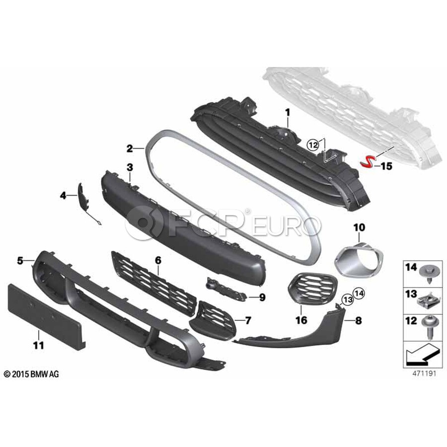 Mini Grille - Genuine Mini 51117365139 | FCP Euro