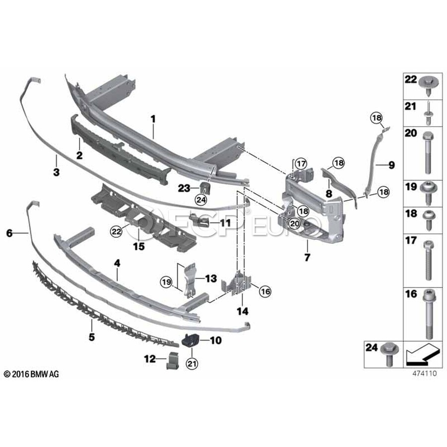 BMW Bumper Cover Support Rail - Genuine BMW 51117405564 | FCP Euro