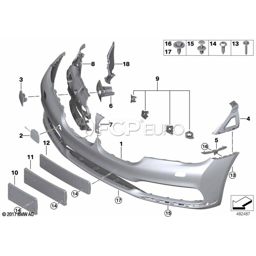 BMW Headlight Washer Cover - Genuine BMW 51117405595 | FCP Euro