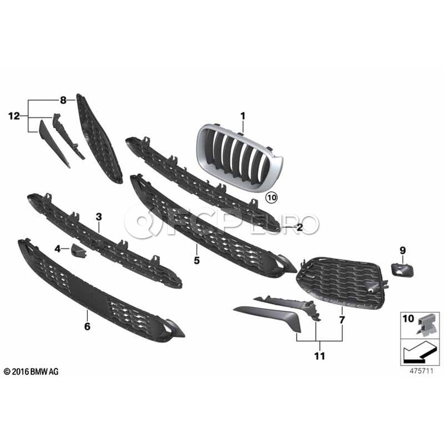 BMW Grille Middle Bottom (M Acc) - Genuine BMW 51118056998 | FCP Euro