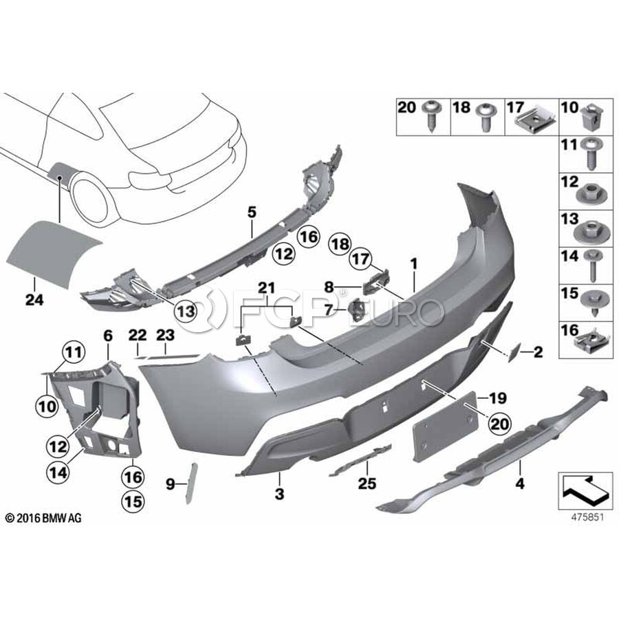 BMW Set Mounts Pdc Sensor Rear (M) - Genuine BMW 51118063196 | FCP Euro