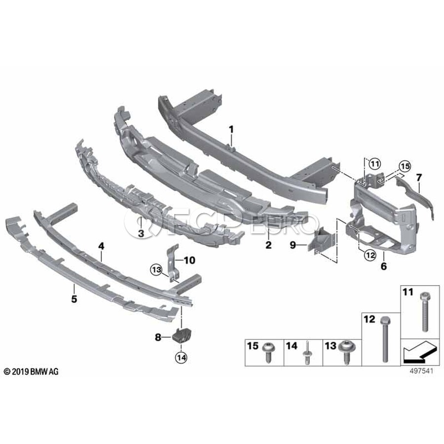 BMW Bumper Cover Support Rail - Genuine BMW 51118073836 | FCP Euro
