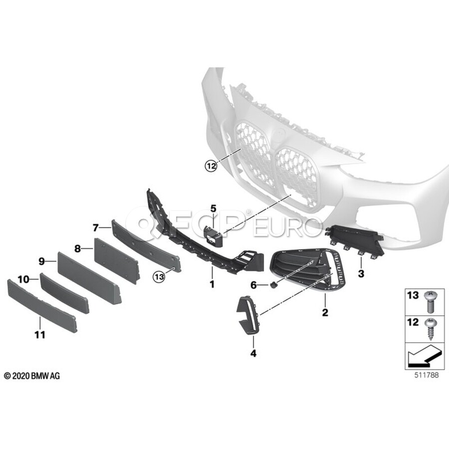 BMW Grille Molding - Genuine BMW 51118077070 | FCP Euro