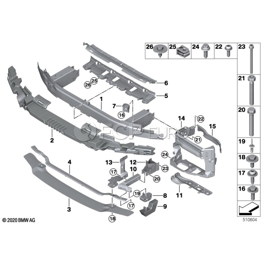 BMW Bumper Cover Support Rail - Genuine BMW 51118080576 | FCP Euro