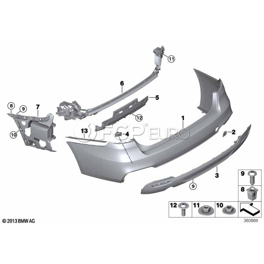 BMW Reinforcement Bumper Rear Bottom (M) - Genuine BMW 51128057829 ...