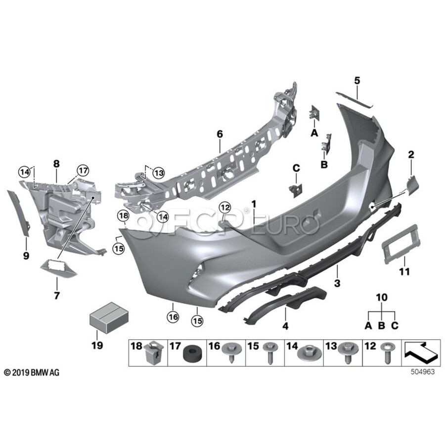 BMW Bumper Cover Support Rail - Genuine BMW 51128081495 | FCP Euro