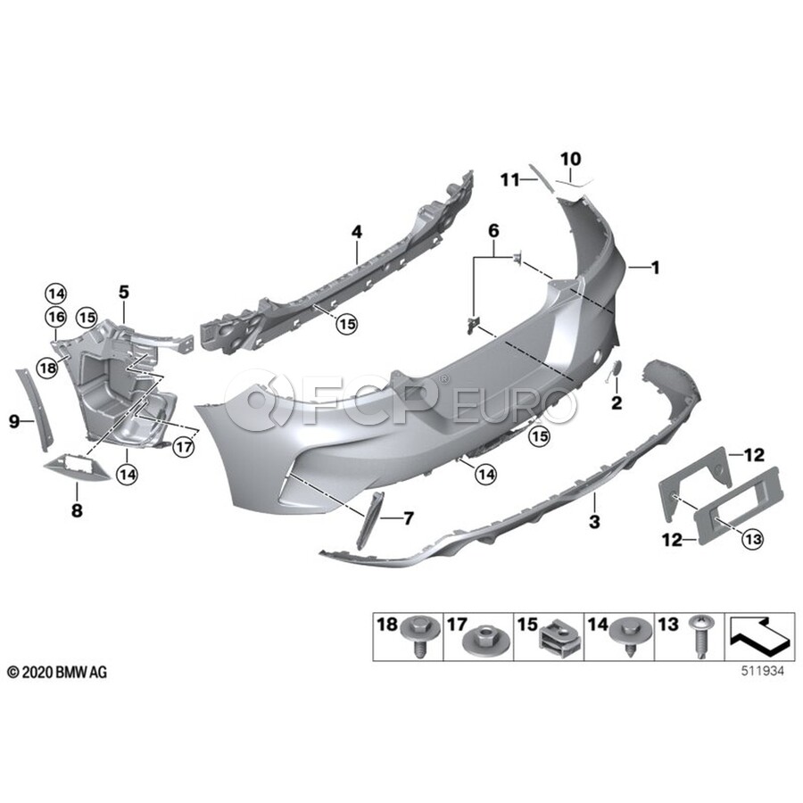 BMW Bumper Cover Bracket - Genuine BMW 51128090049 | FCP Euro
