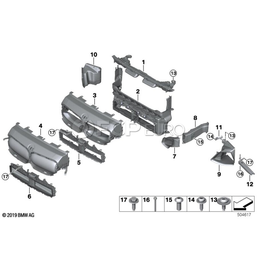 BMW Radiator Shutter Assembly - Genuine BMW 51135A48F44 | FCP Euro