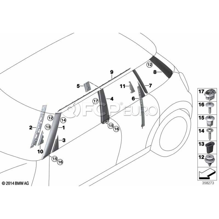 Mini Body A-Pillar Trim Panel Bracket - Genuine Mini 51137328935 | FCP Euro