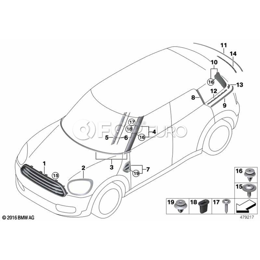Mini Hood Molding - Genuine Mini 51138739351 | FCP Euro