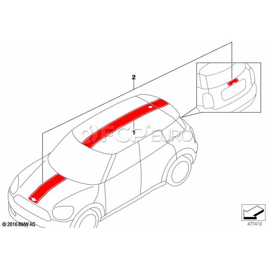 Mini Roof Decal - Genuine Mini 51142414409 | FCP Euro