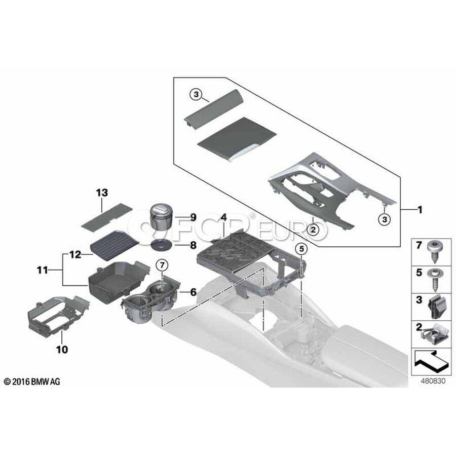 BMW Console Cup Holder - Genuine BMW 51166833813 | FCP Euro
