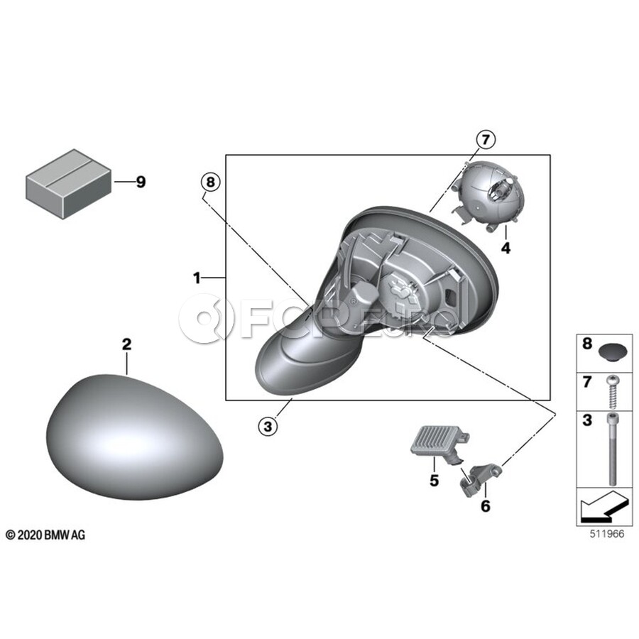 Mini Door Mirror Housing - Genuine Mini 51167401094 | FCP Euro