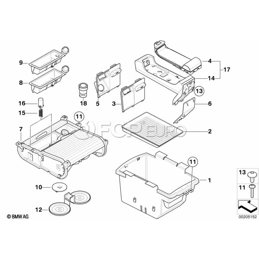 BMW Front PanelStorage Comp. Aux In -Socket - Genuine BMW 51169115084 ...